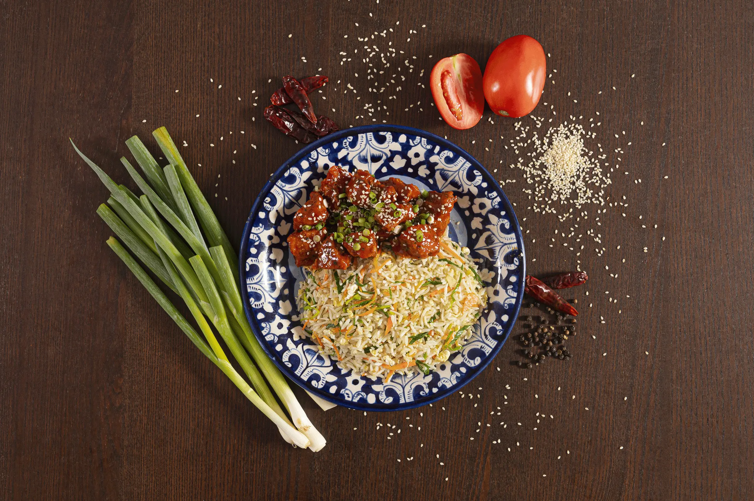 Korean fried chicken & egg fried rice