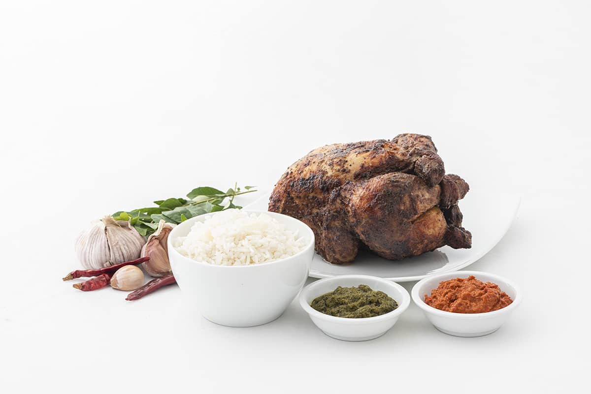 Original peppery garlic roasted chicken with with Garlic rice